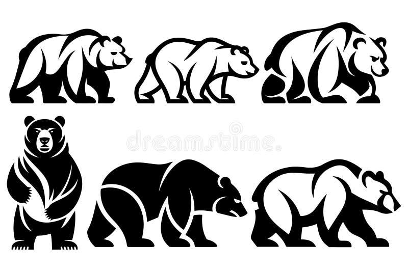 Stylized Bear Vector Silhouette Illustrations Stock Illustration ...