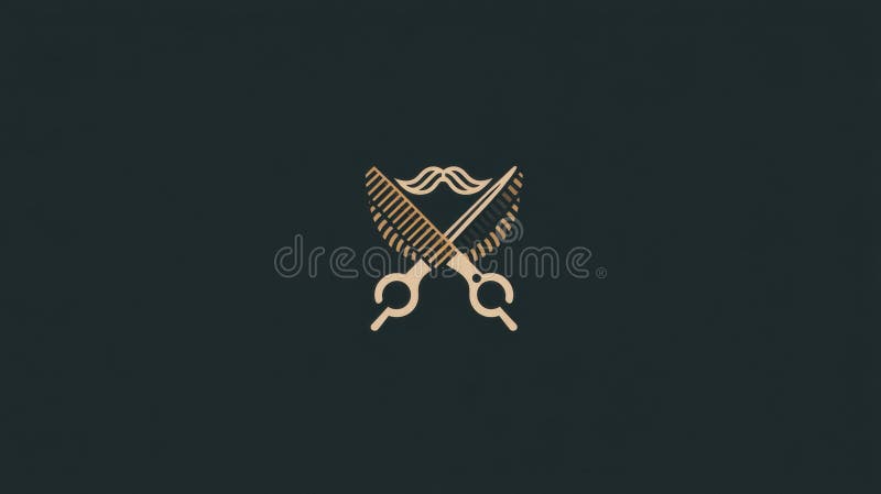Stylized Beard Logo Featuring Crossed Scissors and Comb on a Minimalist ...