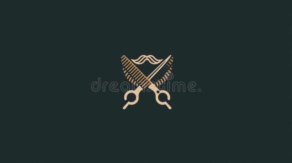 Stylized Beard Logo Featuring Crossed Scissors and Comb on a Minimalist ...