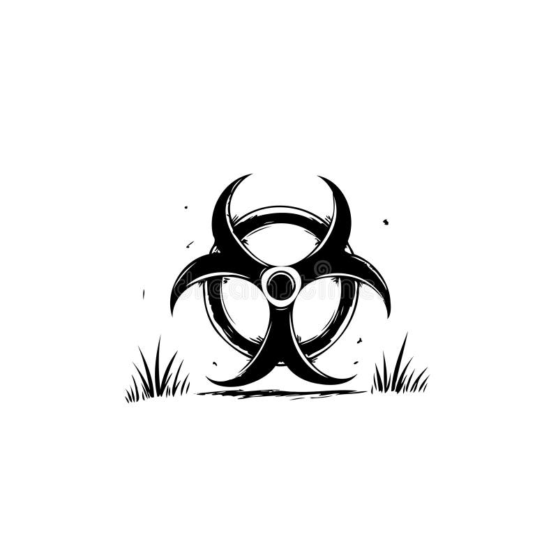 Stylized Biohazard Symbol Amidst Subtle Grassy Elements in ...