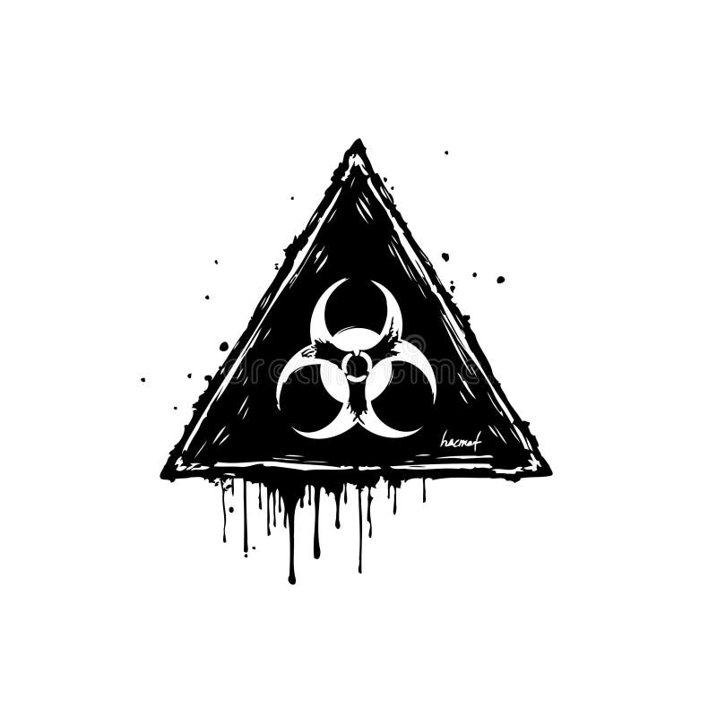 Stylized Biohazard Symbol with Dripping Effect on a White Background ...