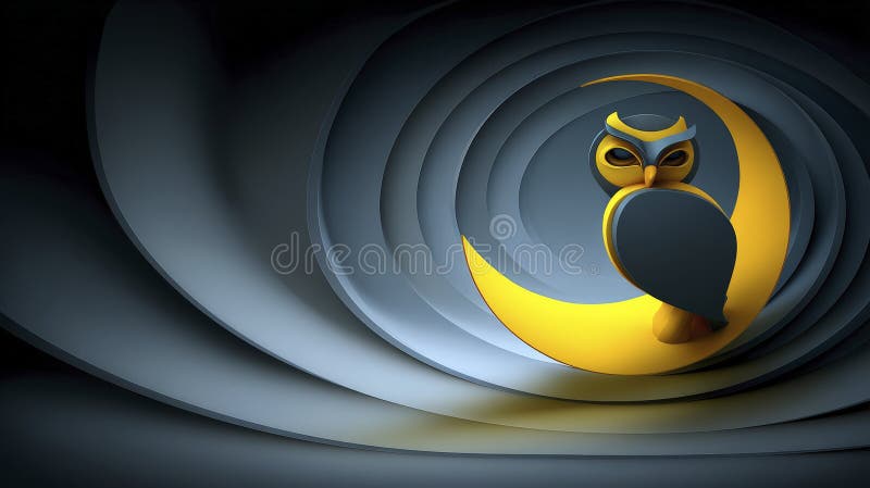 Stylized Bird on Crescent Moon Low Poly Digital Art Stock Illustration ...