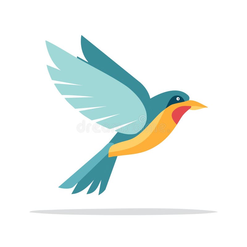 Stylized Bird in Flight, Blue Plumage, Artistic Design, Avian ...