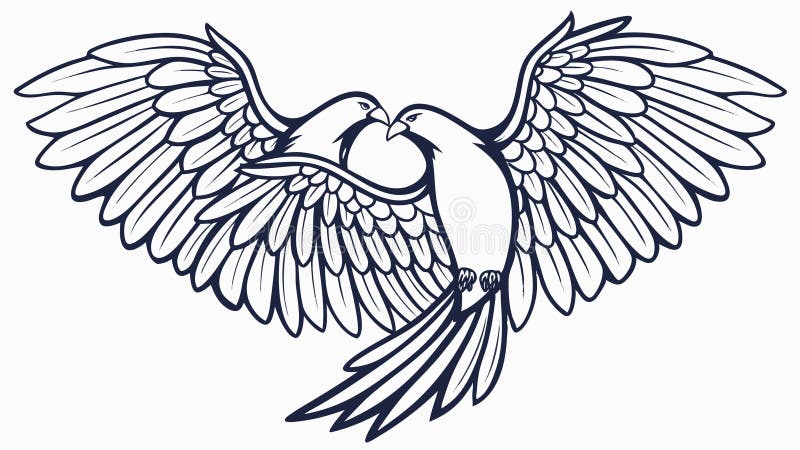 Stylized Bird in Flight with Decorative Wing Patterns, Vector Design ...