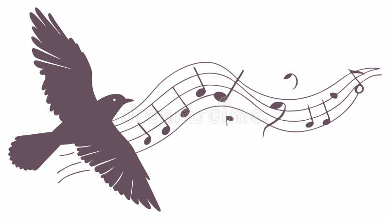 Stylized Bird in Flight with Swirling Music Notes, Vector Design ...