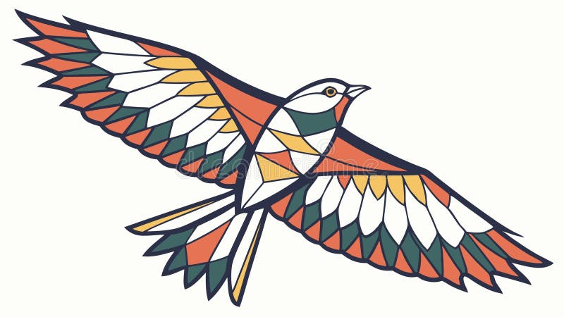 Stylized Bird with Geometric Wing Patterns, Vector Design Generative AI ...
