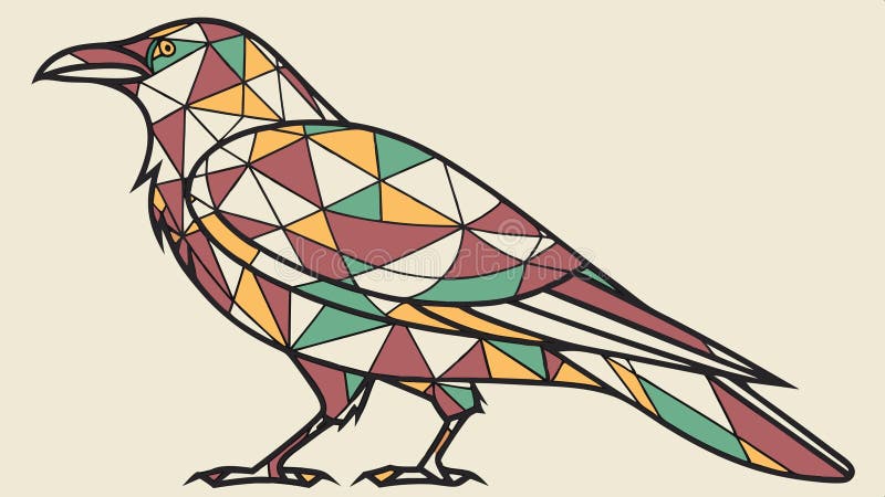 Stylized Bird Illustration with Geometric Pattern Mosaic Art Vector ...