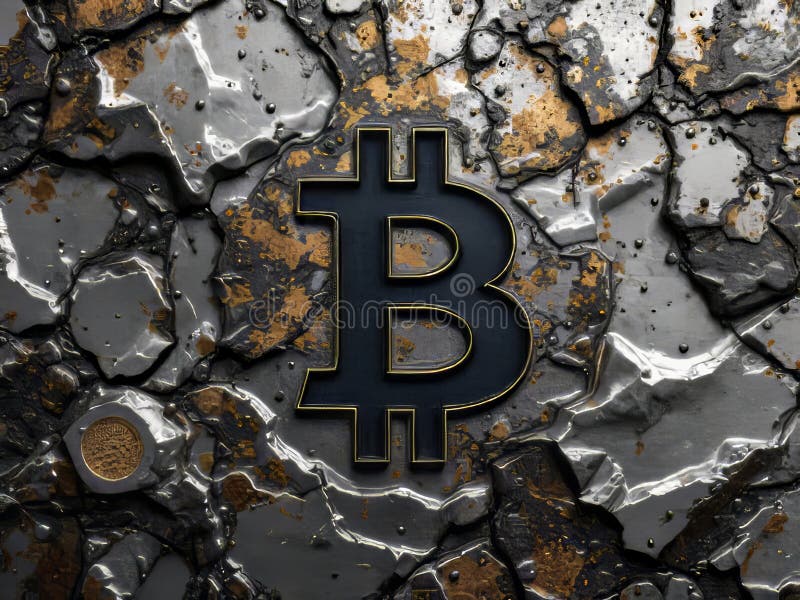 Bitcoin Symbol Embedded in a Rugged, Metallic Texture. a Digital ...