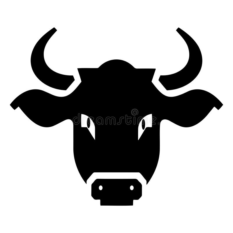 Stylized Cow Head Graphic Design. Black Silhouette Vector Illustration ...