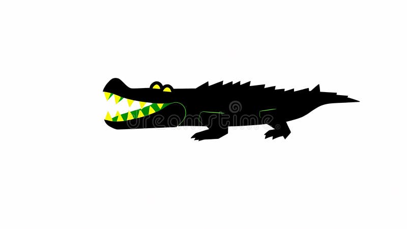 Stylized Black Crocodile Alligator Graphic with Sharp Teeth and Open ...