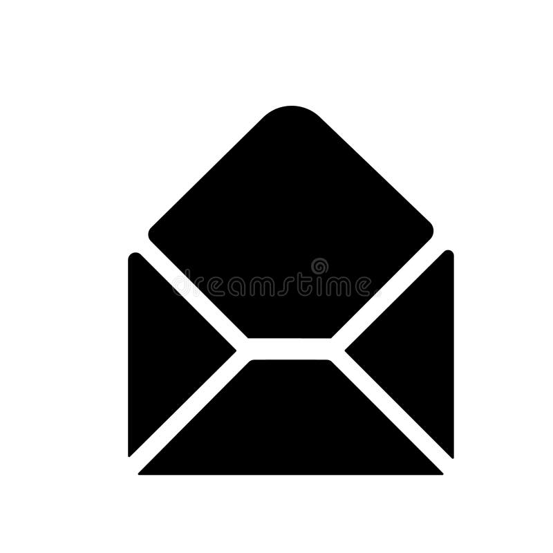 Stylized Black Envelope Icon for Messaging and Communication in Various ...