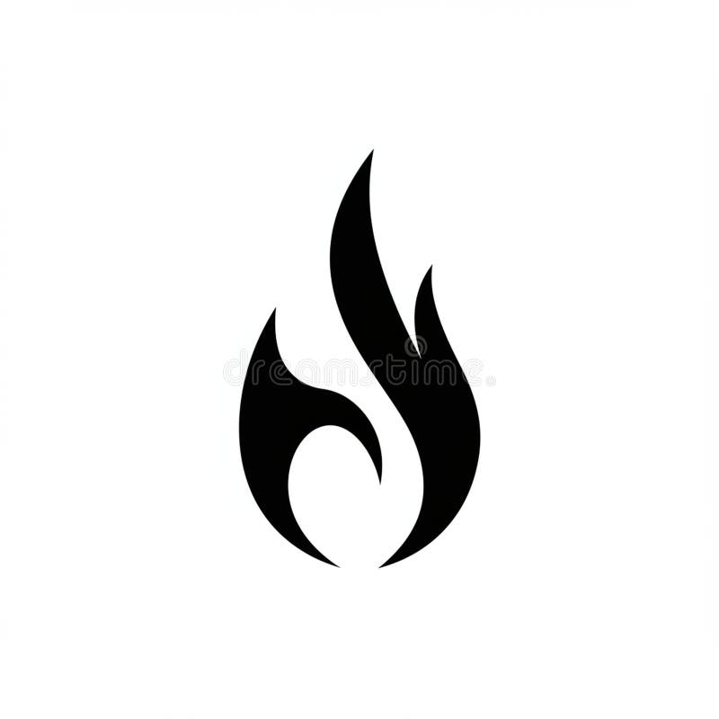 Stylized Black Flame Icon Featuring Three Distinct Curves, Creating an ...