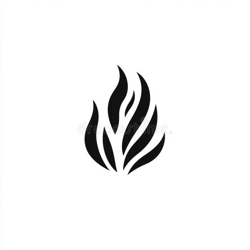 Stylized Black Flame Icon Representing Fire, Heat, and Energy in a ...