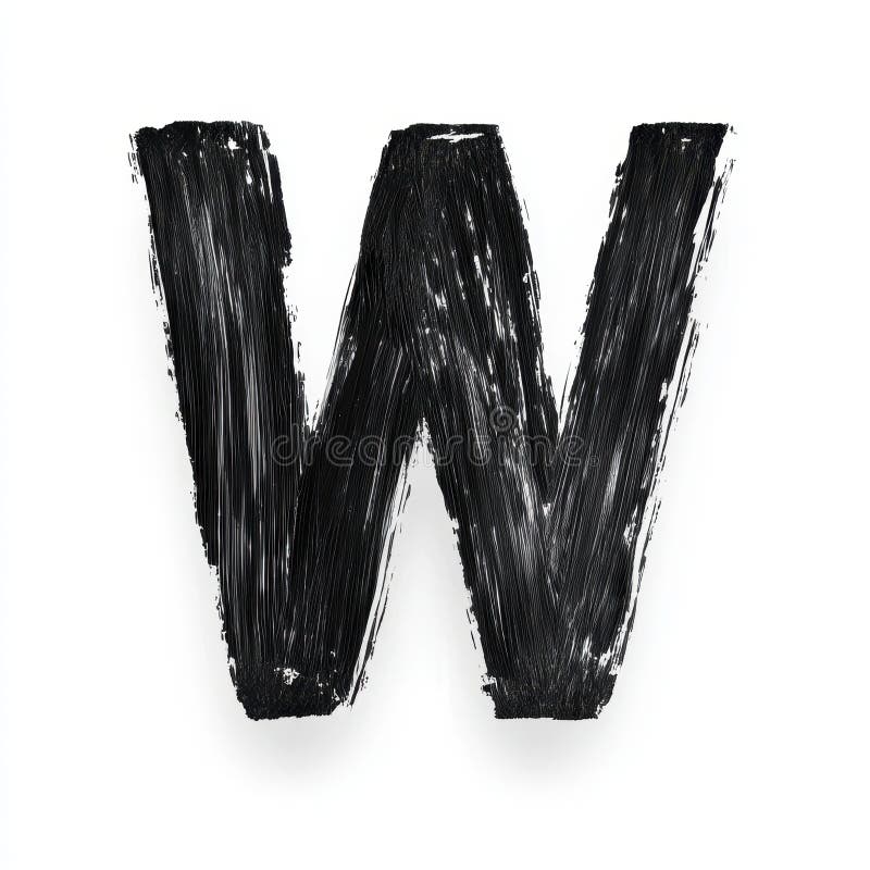 A Stylized Black Letter "W" Painted with a Brushstroke Effect on a ...