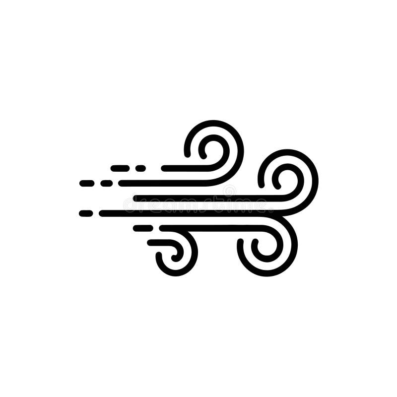 A Stylized Black Line Symbol Depicts Movement and Flow, Resembling Wind ...