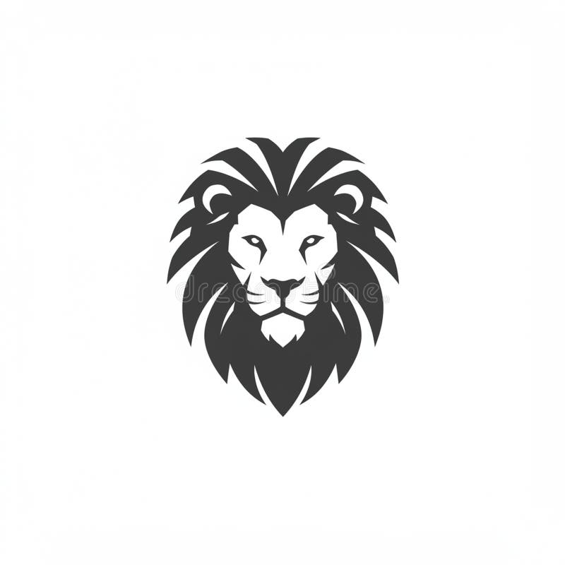 Stylized Black Lion Head Logo with a Symmetric, Geometric Design Stock ...