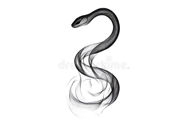 Stylized Black Mamba Snake Emerging from Smoke Effect, Creating a ...