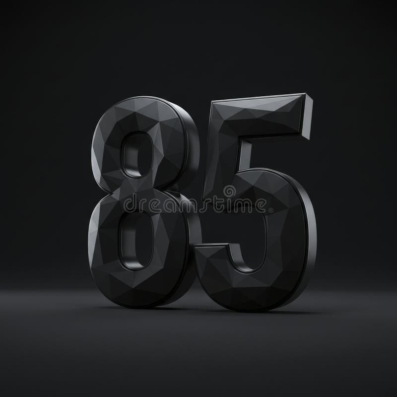 Stylized Black Number Eighty-five on Dark Background for Graphic Design ...