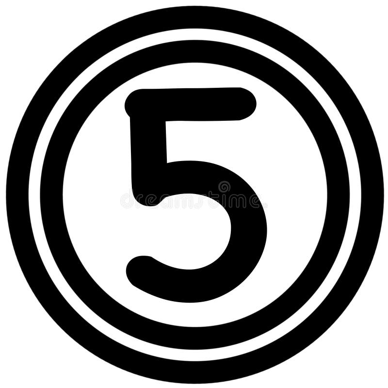 Stylized Black Number Five Design Suitable for Textile Print and ...