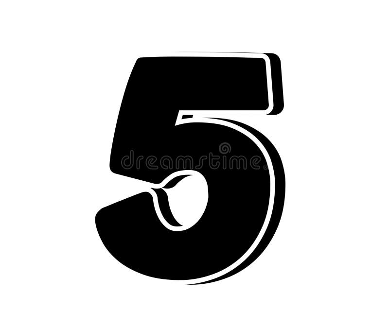 Number 5 Five 3D with Shadow Effects on White Background Stock ...