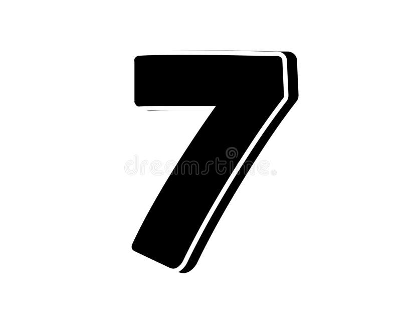 Number 7 Seven 3D with Shadow Effects on White Background Stock ...