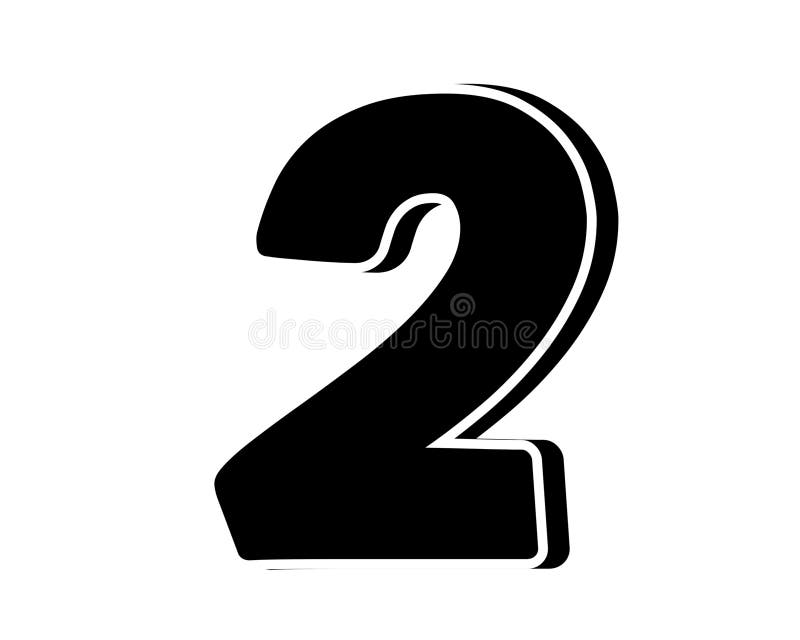 Number 2 Two 3D with Shadow Effects on White Background Stock ...