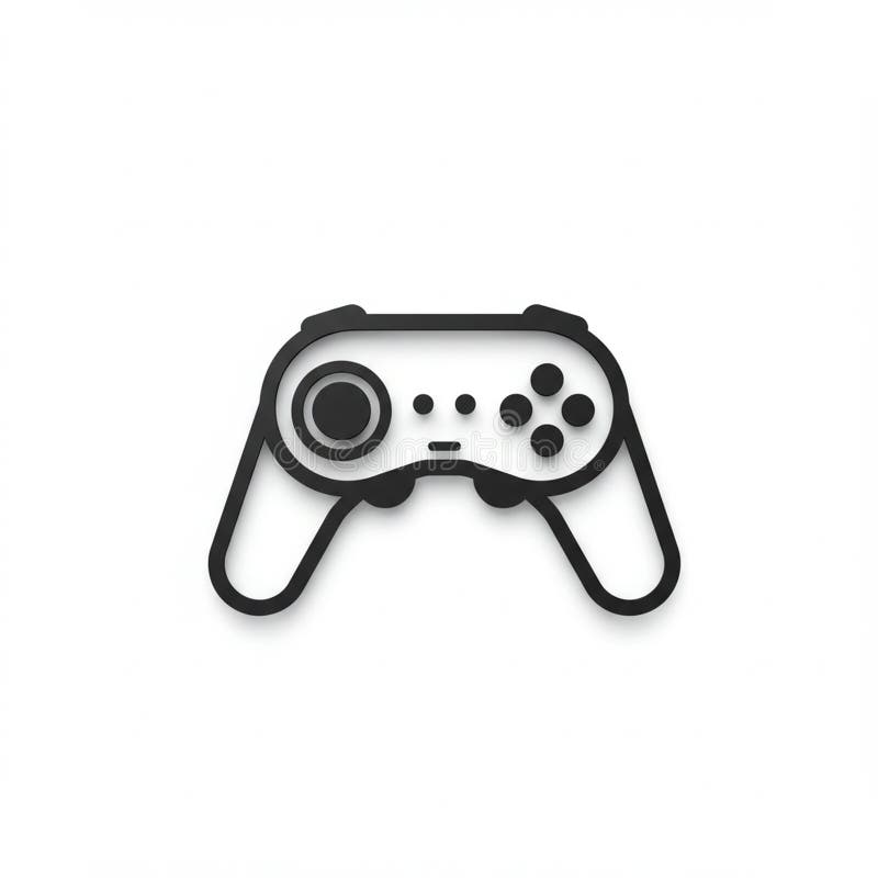 Stylized Black Outline of a Video Game Controller on a White Background ...