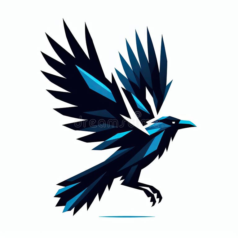 Stylized Black Raven with Angular Feathers Stock Illustration ...