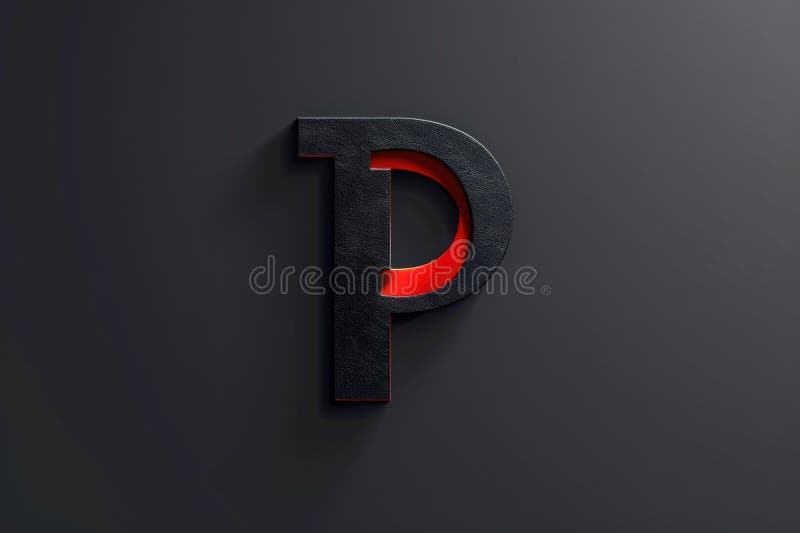 A Stylized Black and Red Letter P on a Dark Background, Suitable for ...