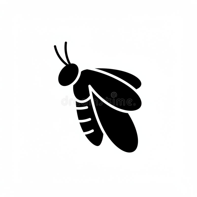Stylized Black Silhouette of a Bee or Insect. Features Two Curved ...