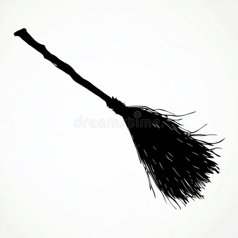 Stylized Black Silhouette of a Broom - a Minimalistic Approach To ...