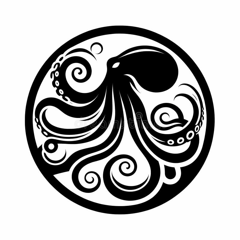 High-contrast Octopus Artwork Emphasizing Grace and Adaptability Stock ...