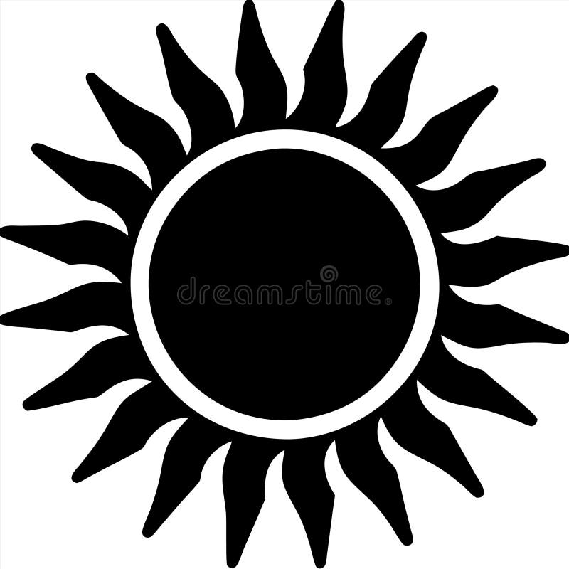 Stylized Black Sun Vector for Artistic Designs and Tattoos Stock ...