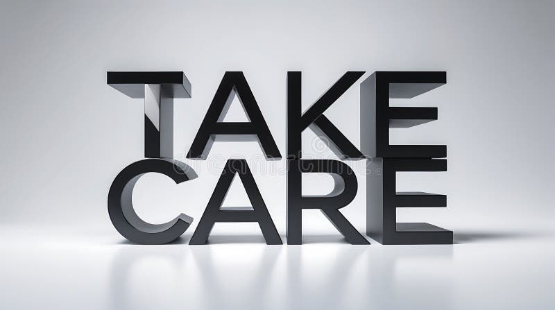 Stylized Black Typography Spelling Out Take Care on a Light Surface ...