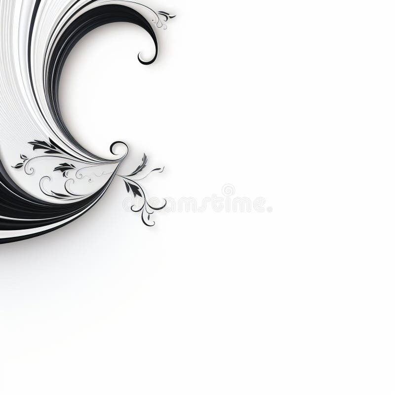 Stylized Black Wave Corner Design Element on White Background Stock ...