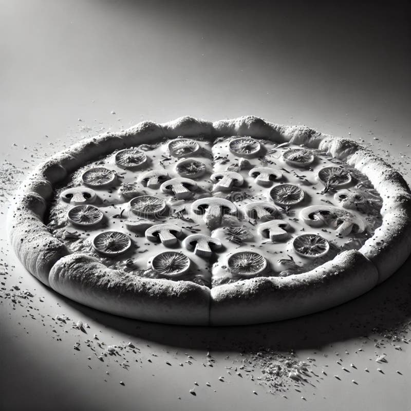 Monochrome Pepperoni Pizza Black White Ai Illustration Stock Photos ...