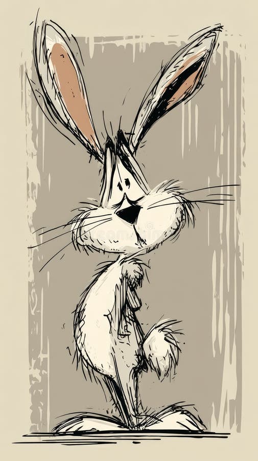 Quirky Cartoon Rabbit stock illustration. Illustration of drawing ...