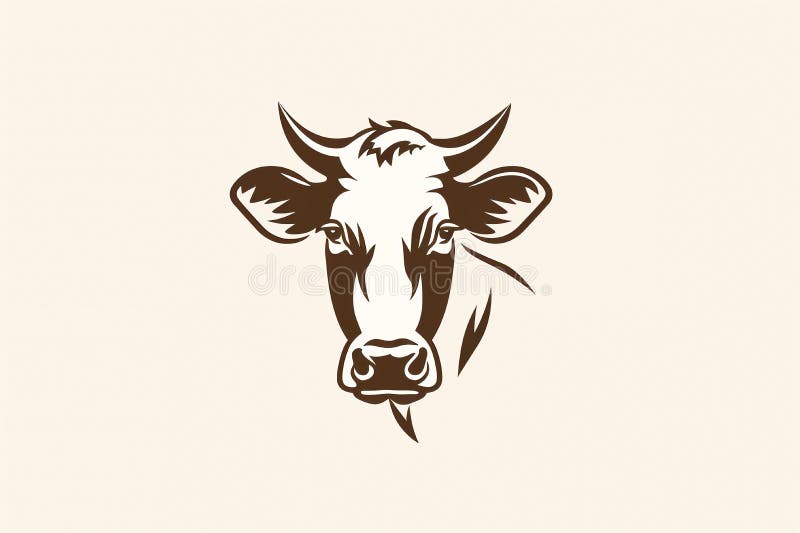 Stylized Black and White Cow Face in Art, with Minimalist, Rustic ...