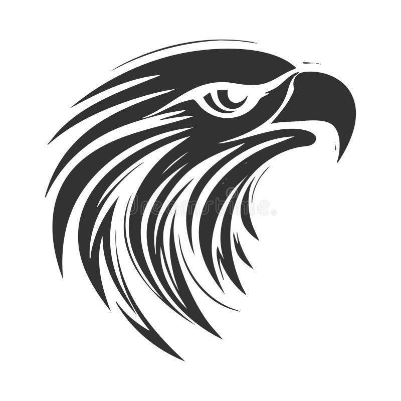 Stylized Black and White Eagle Head Logo Illustration. Stock Illustration - Illustration of head ...