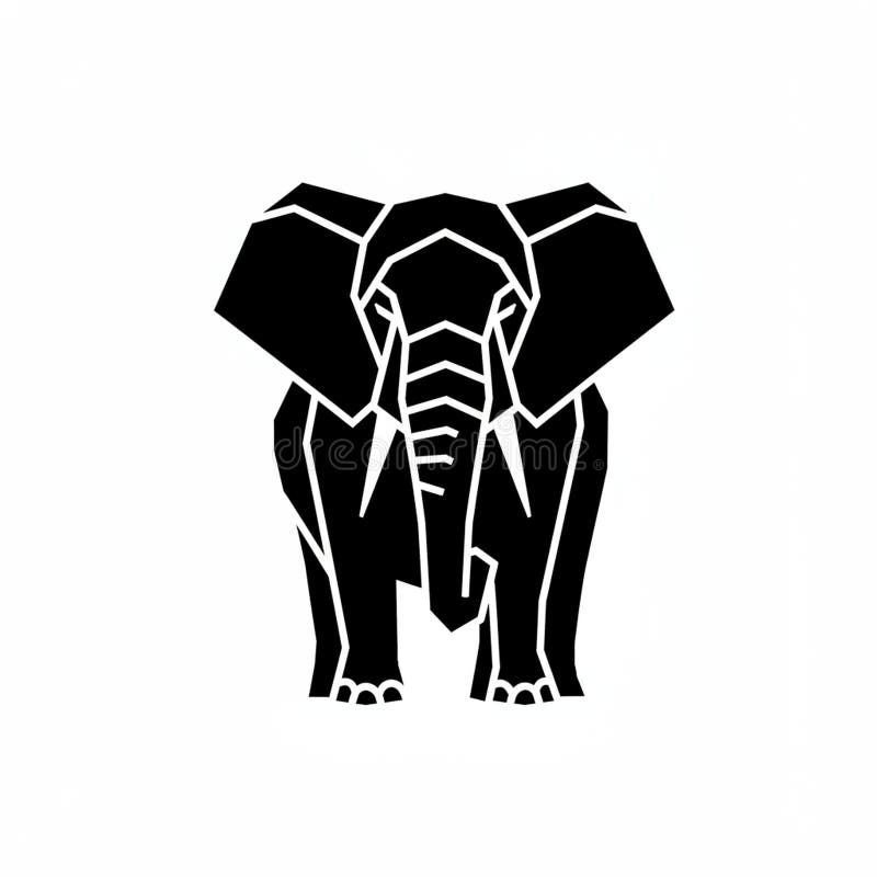 Stylized Black and White Elephant Design Featuring Geometric Patterns ...