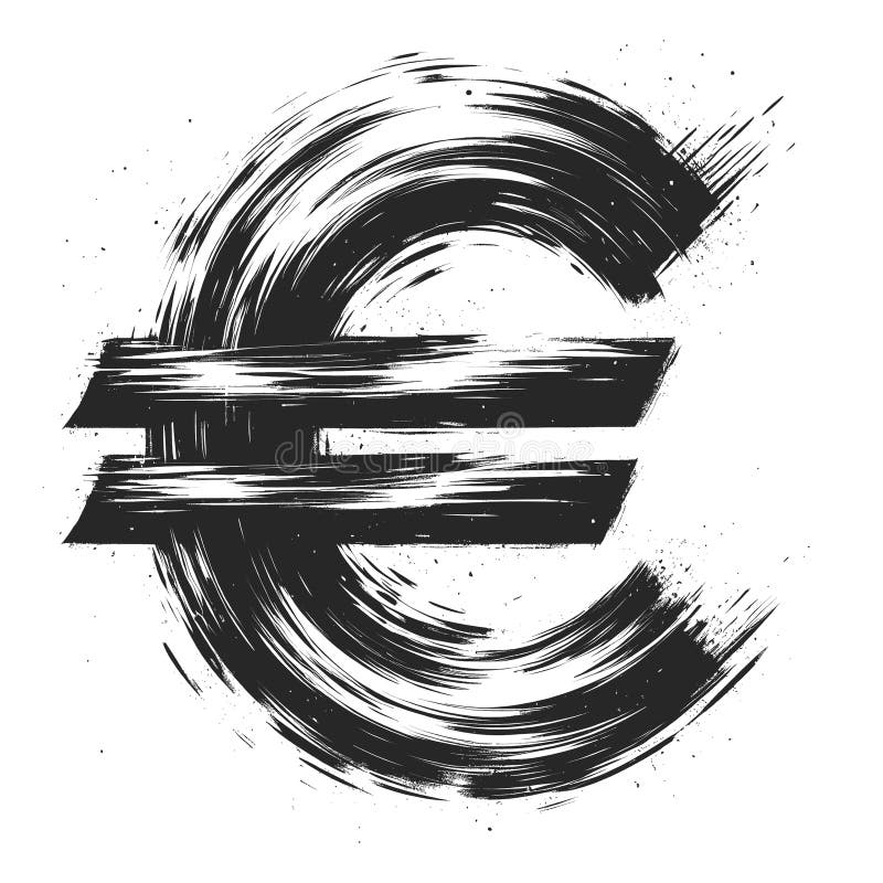A Stylized Black and White Euro Sign, Rendered in a Bold, Abstract ...
