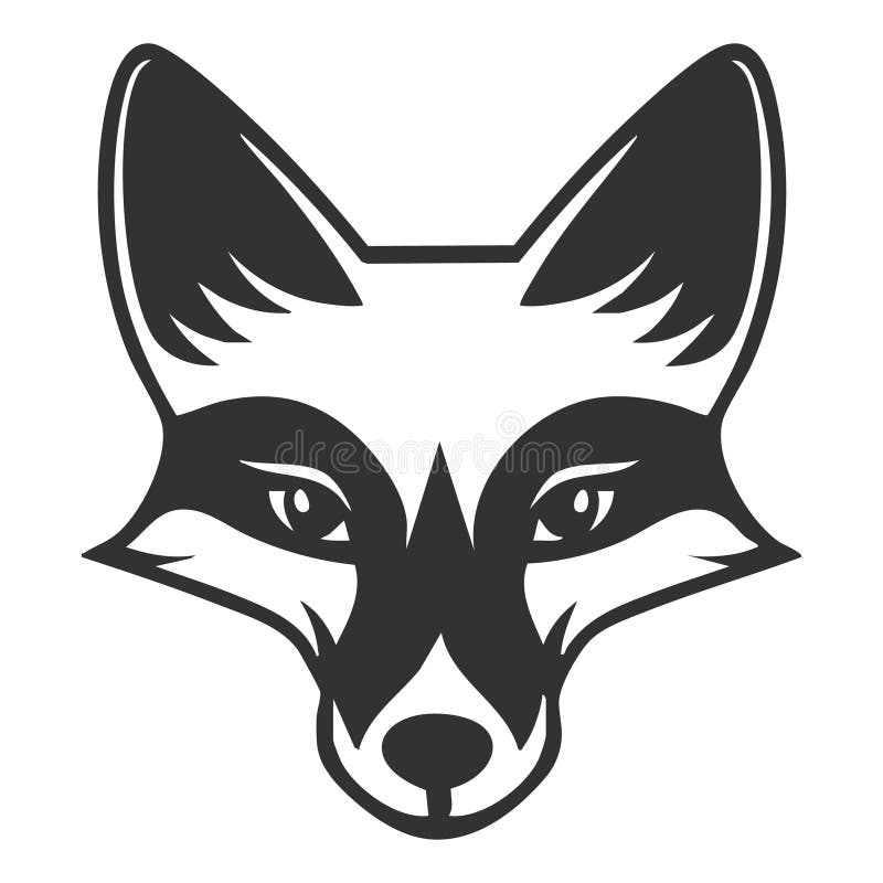 Stylized Black and White Fox Head Illustration in Silhouette Style ...