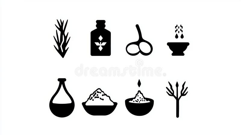 AI-Generated Herbal Remedy Icons Stock Illustration - Illustration of ...