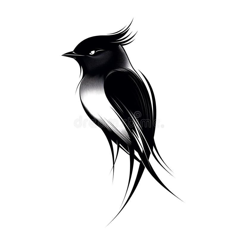Stylized Monochrome Bird Illustration Striking Design Featuring a Sleek ...