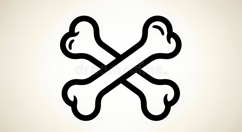 Stylized Black and White Illustration of Crossed Bones, Creating a Bold ...