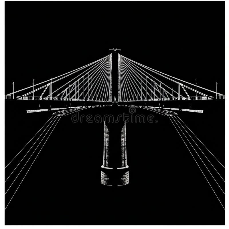 Cable Stayed Bridge Drawing Stock Illustrations – 45 Cable Stayed ...