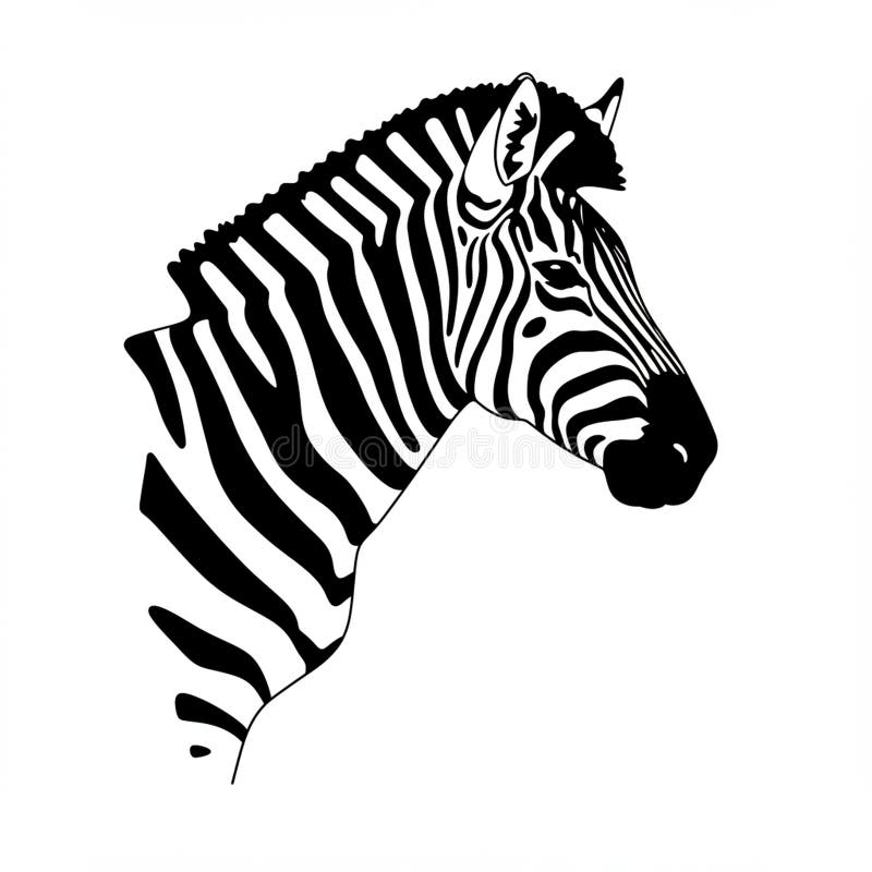 Stylized Black and White Illustration of a Zebra S Head Showing ...