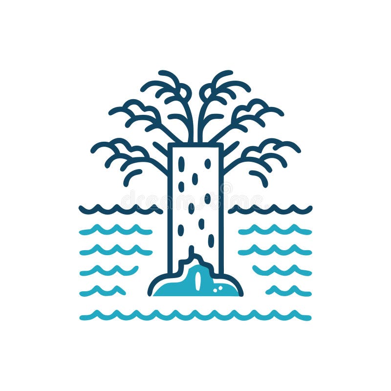 Stylized Black and White Tree Illustration with Abstract Root System ...