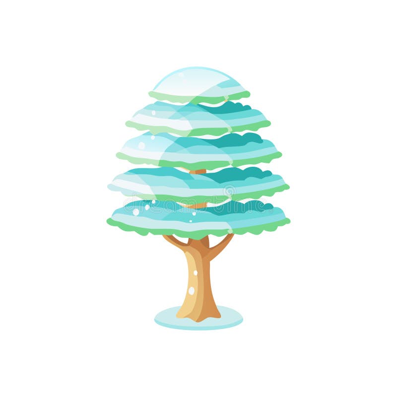 Stylized Black and White Tree Illustration with Unique Leaf Pattern ...