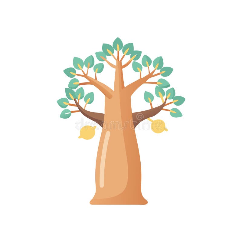 Stylized Black and White Vector Illustration of an African Baobab Tree ...